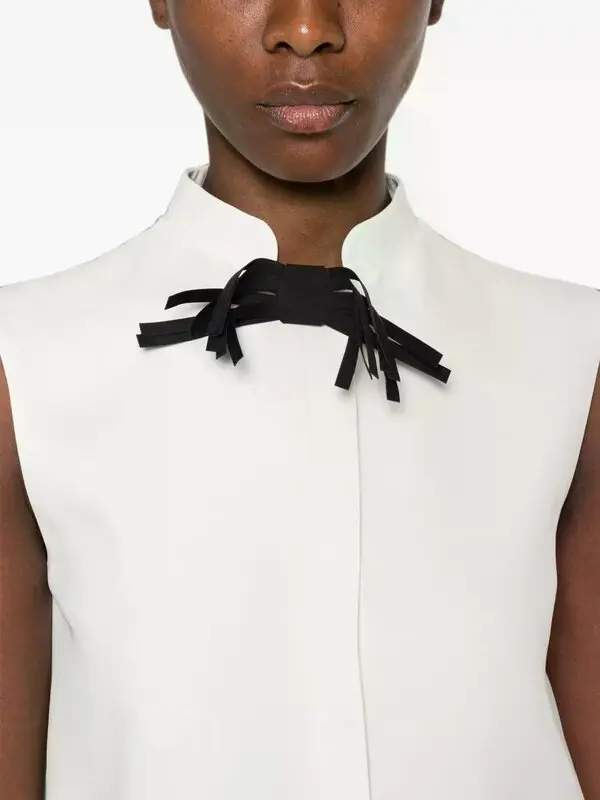 Giorgio Armani Sleeveless High Neck Bow Detail Shirt - Neutrals