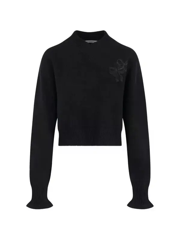 Cecilie Bahnsen Bow-embroidered V-neck Sweater