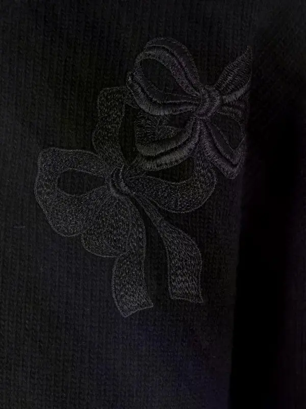 Cecilie Bahnsen Bow-embroidered V-neck Sweater