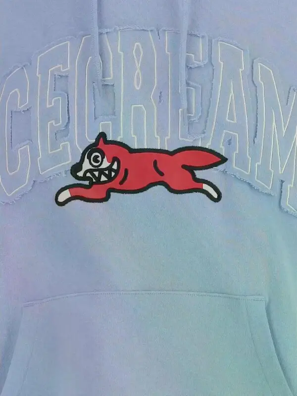 ICECREAM College Appliqué Running Dog Graphic-print Drawstring Hoodie - Blue