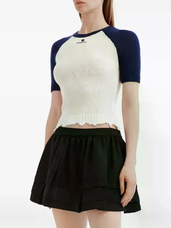 SHUSHU/TONG Raglan-sleeve Distressed-effect Sweater