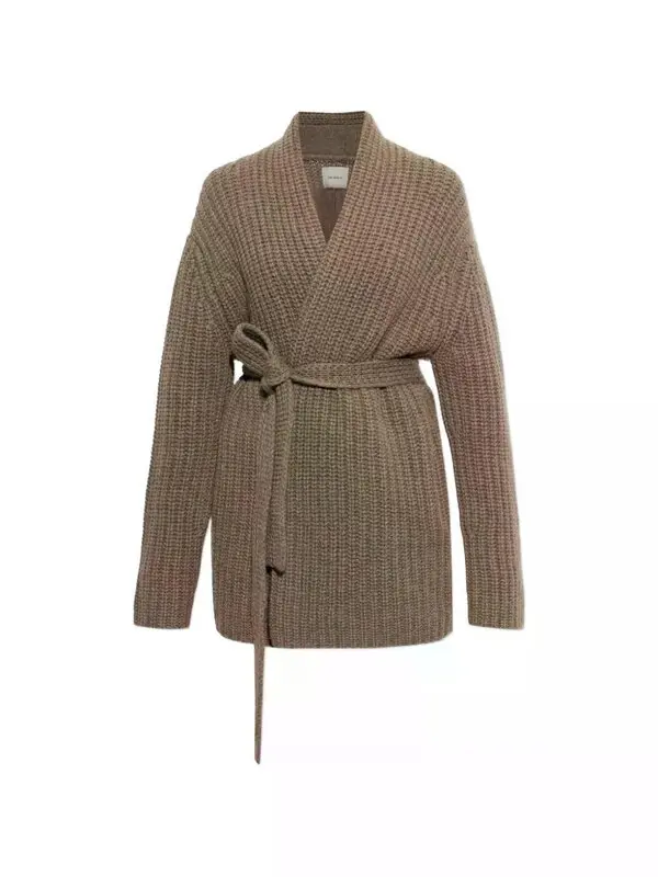 LISA YANG Jacqueline Belted Waffle-knit Cardigan - Brown