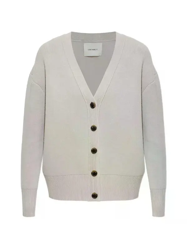 LISA YANG Amery V-neck Drop-shoulder Cardigan - Grey