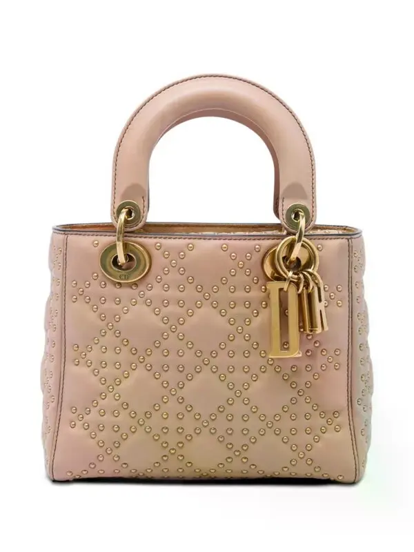 Dior Lambskin Cannage Studded Lady Satchel - Pink