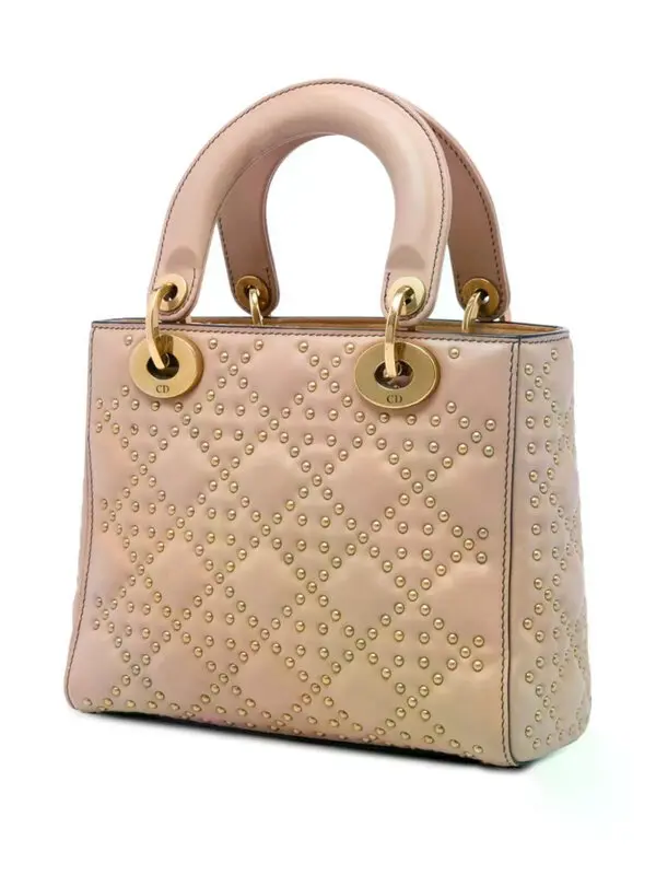 Dior Lambskin Cannage Studded Lady Satchel - Pink