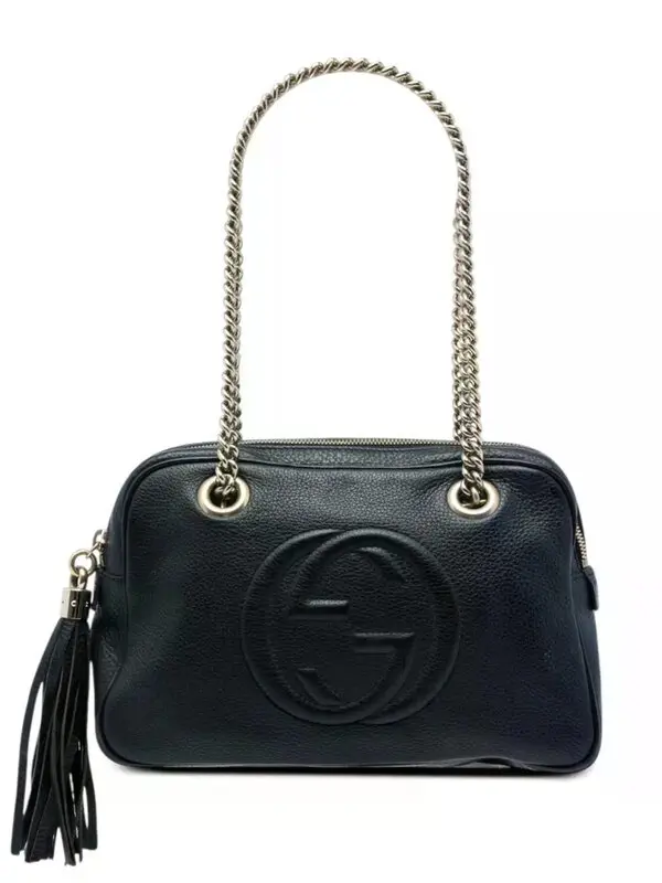 Gucci 2016-2026 Leather Soho Chain Zip Shoulder Bag - Black