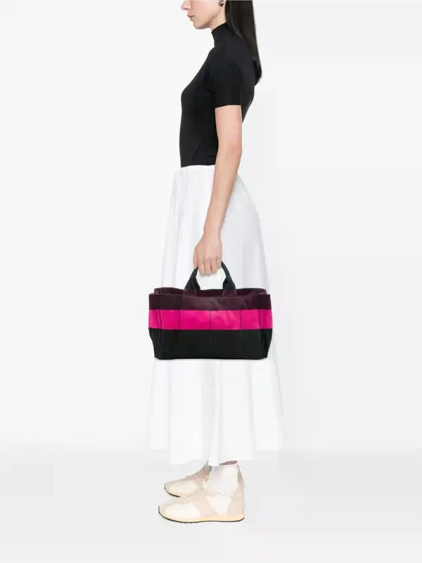 Prada 2010-2026 Large Striped Canvas Canapa Tote Satchel