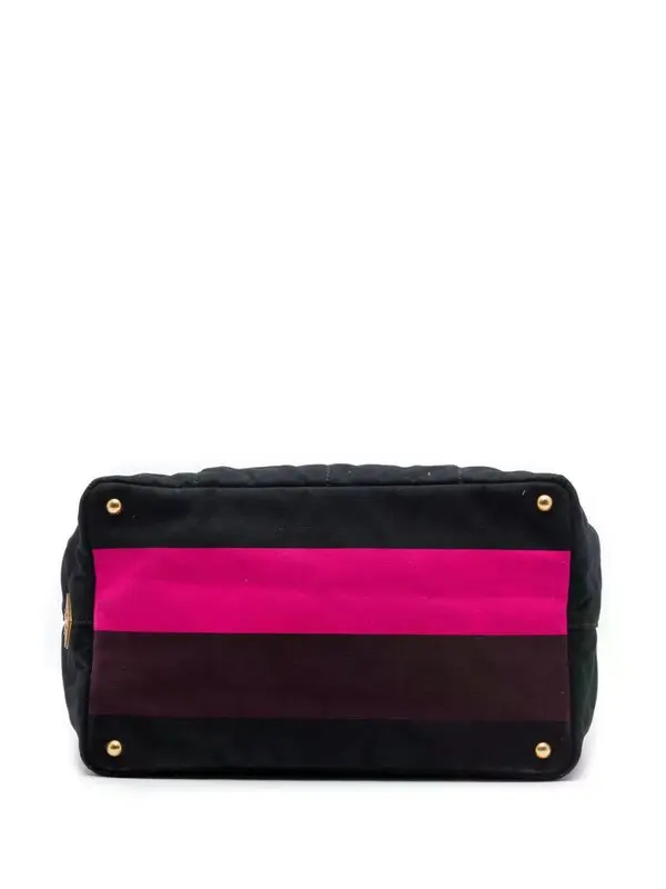 Prada 2010-2026 Large Striped Canvas Canapa Tote Satchel