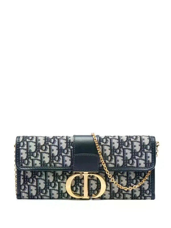 Dior Oblique Canvas 30 Montaigne Clutch With Chain - Blue