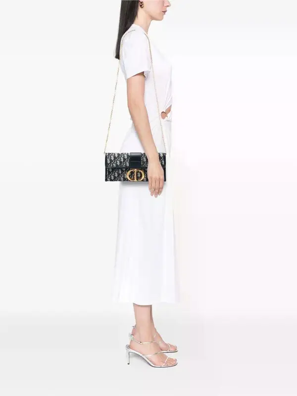 Dior Oblique Canvas 30 Montaigne Clutch With Chain - Blue