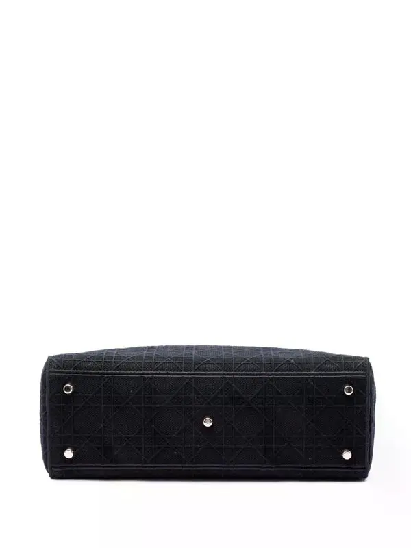 Dior Embroidered Canvas Cannage Lady D Lite Satchel - Black