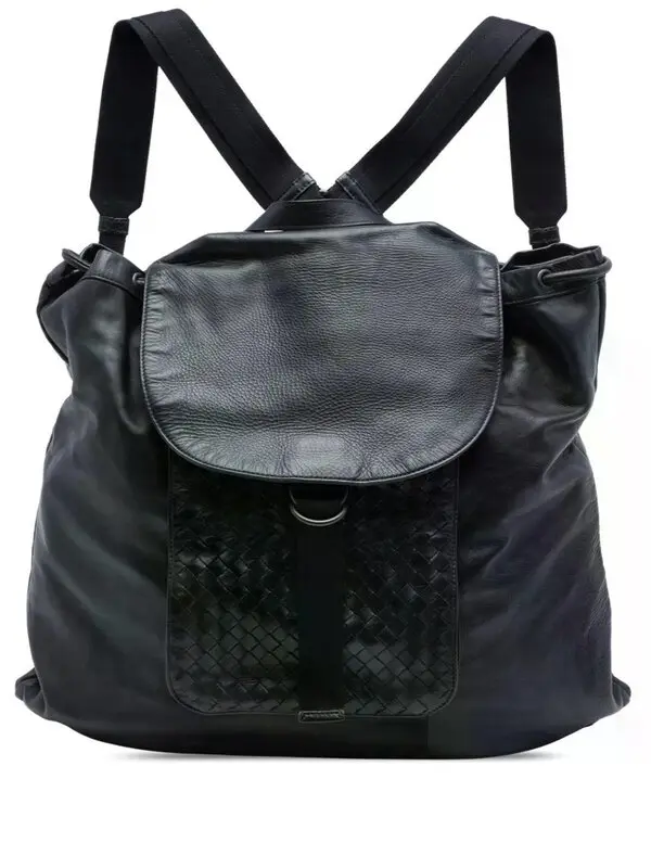 Bottega Veneta Intrecciato Trimmed Leather Drawstring Backpack