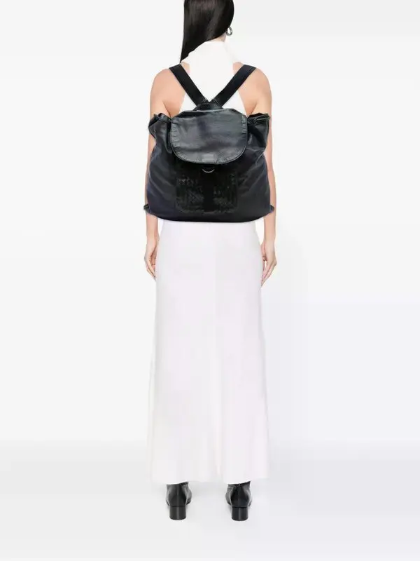 Bottega Veneta Intrecciato Trimmed Leather Drawstring Backpack