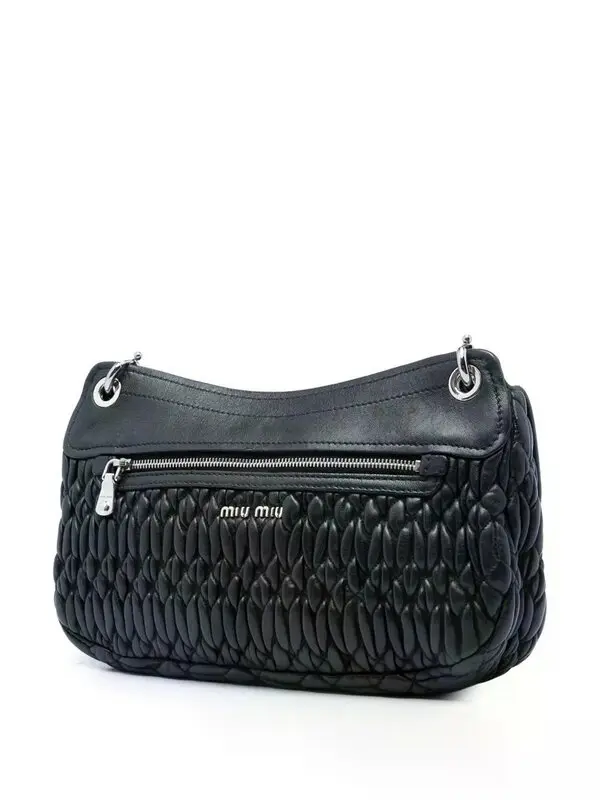 Miu Miu Matelassé Nappa Crystal Flap Crossbody Bag - Black