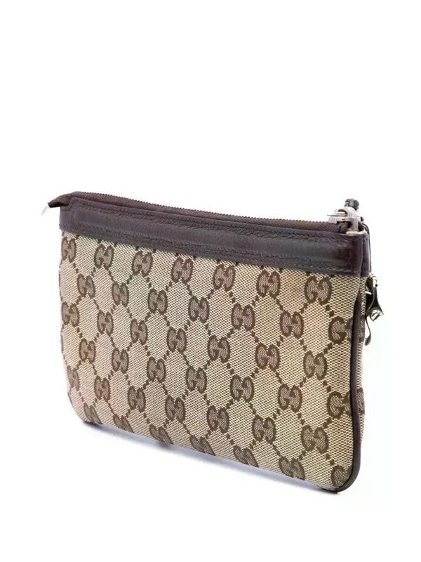 Gucci Gg Canvas Horsebit Wristlet Pochette Clutch Bag