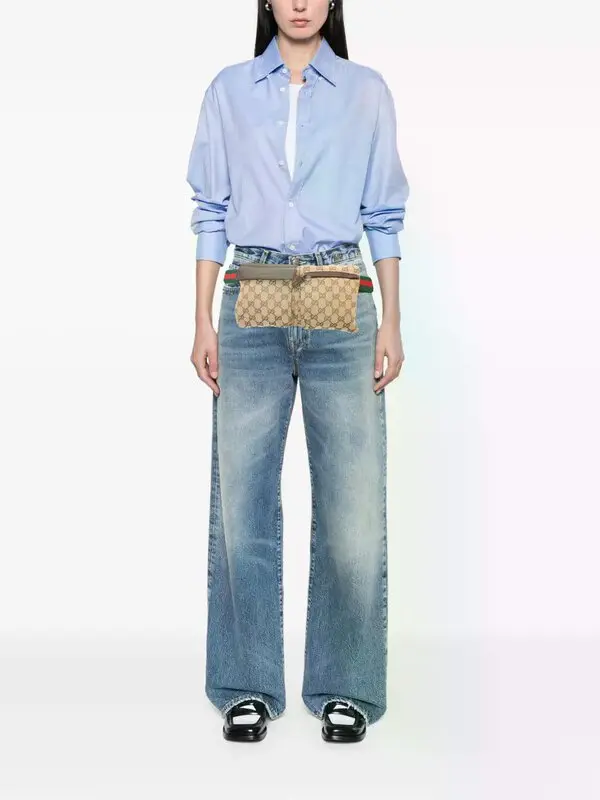 Gucci Gg Canvas Web Double Pocket Belt Bag - Neutrals