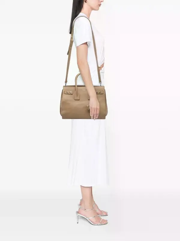 Saint Laurent Grained Calfskin Supple Sac De Jour Satchel - Brown