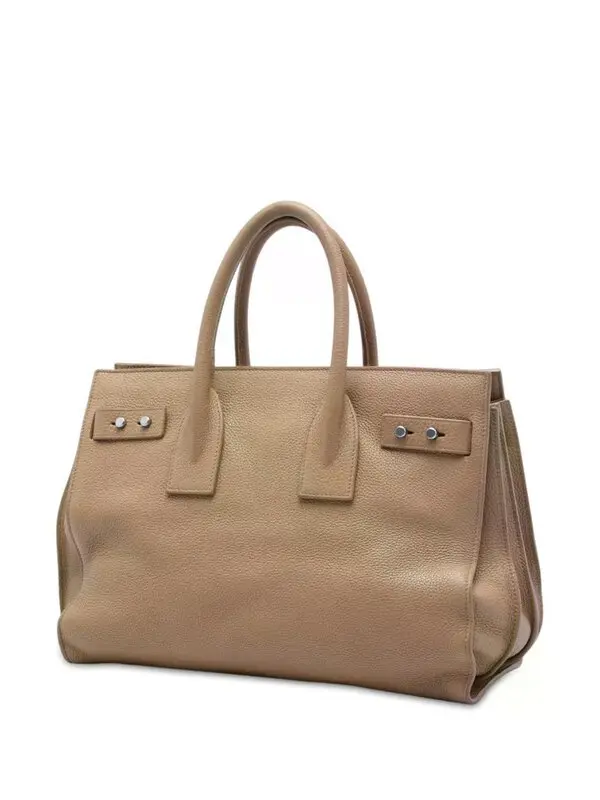 Saint Laurent Grained Calfskin Supple Sac De Jour Satchel - Brown