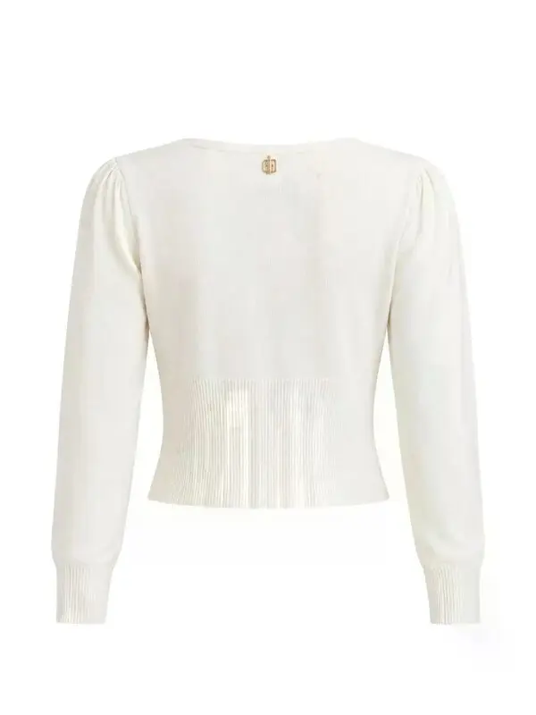 FRACOMINA Puff Sleeve Cardigan With Ribbed Hem