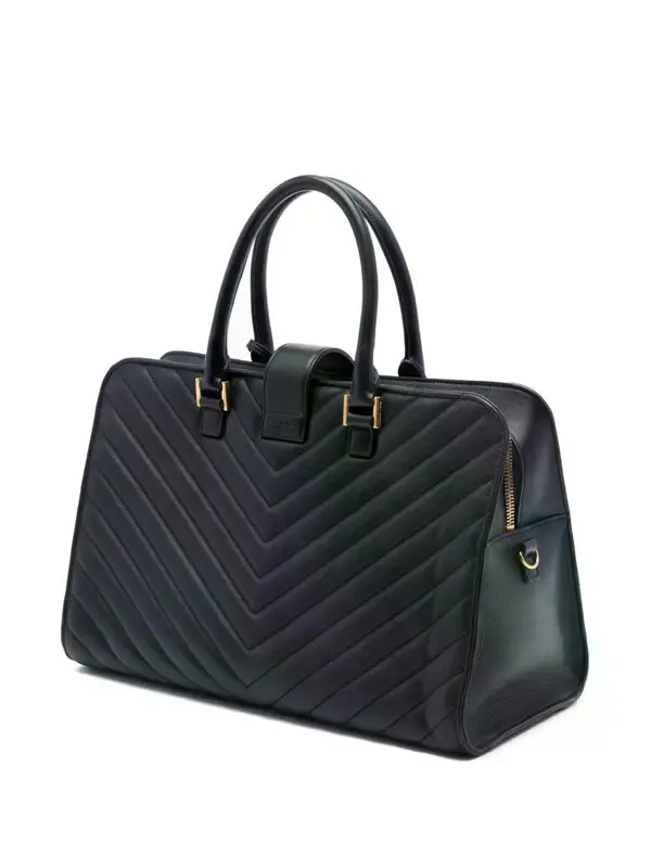 Saint Laurent 2014 Medium Chevron Calfskin Monogram Cabas Satchel