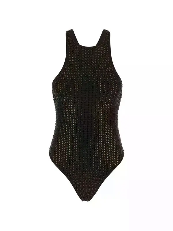 VENUJA Crystal Embellished Halterneck Swimsuit - Black