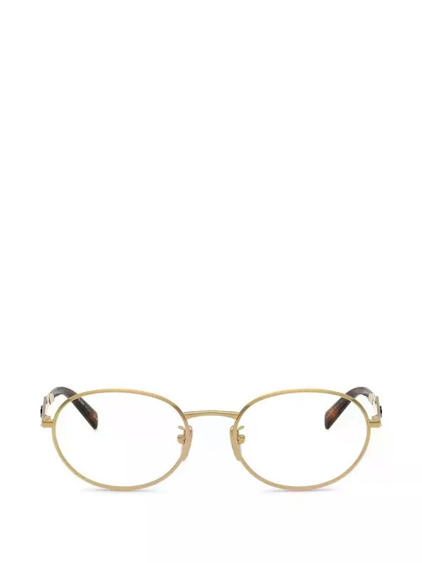 Prada Logo-plaque Oval-frame Glasses