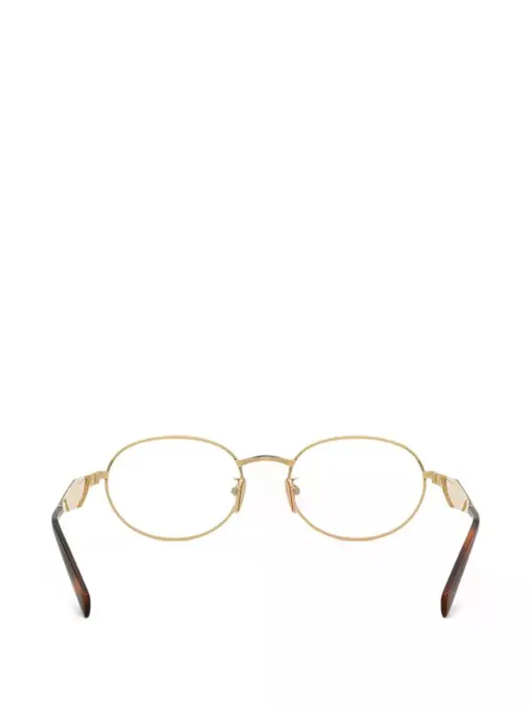 Prada Logo-plaque Oval-frame Glasses
