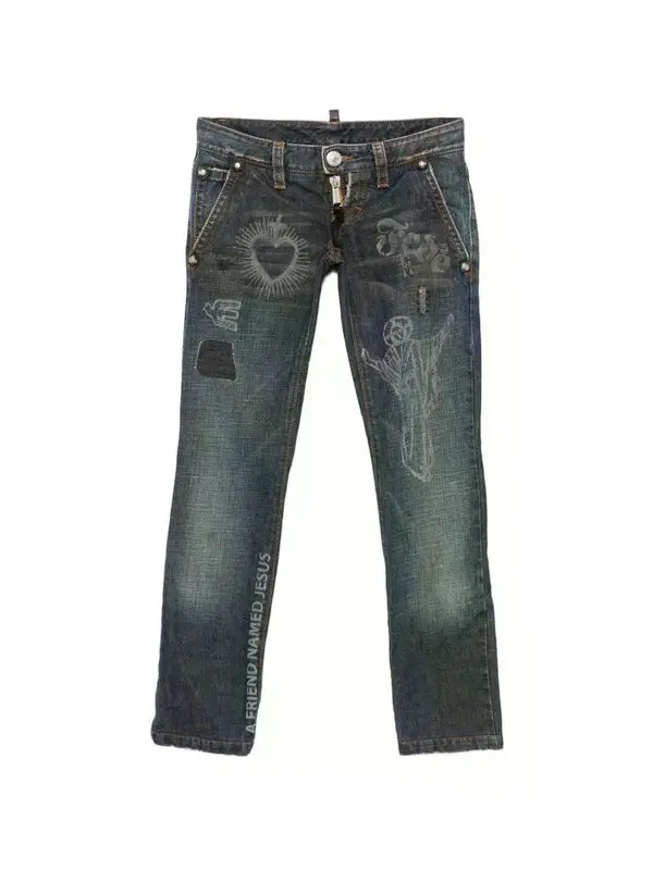 Dsquared2 2000s Graphic Print Straight Leg Jeans