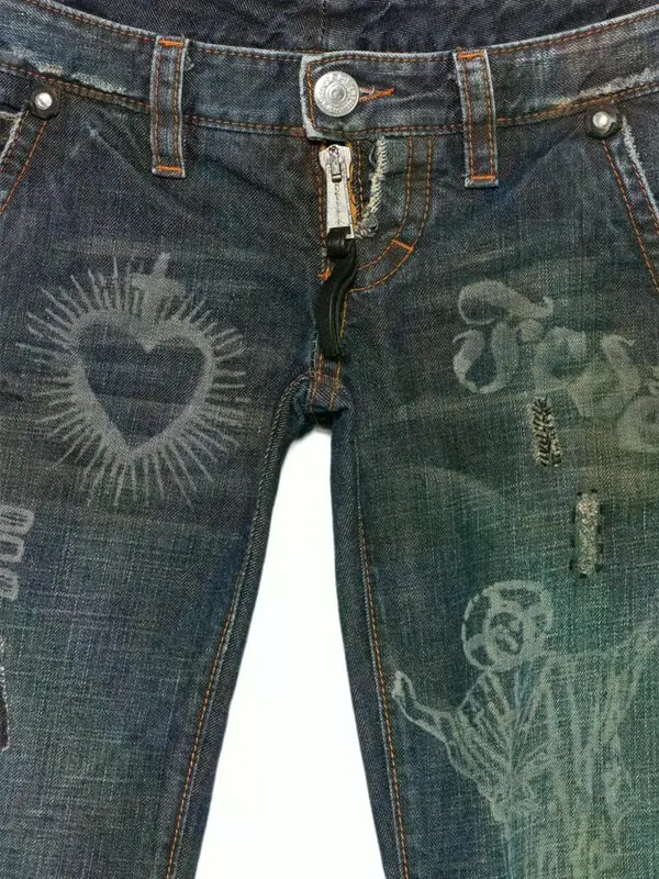 Dsquared2 2000s Graphic Print Straight Leg Jeans