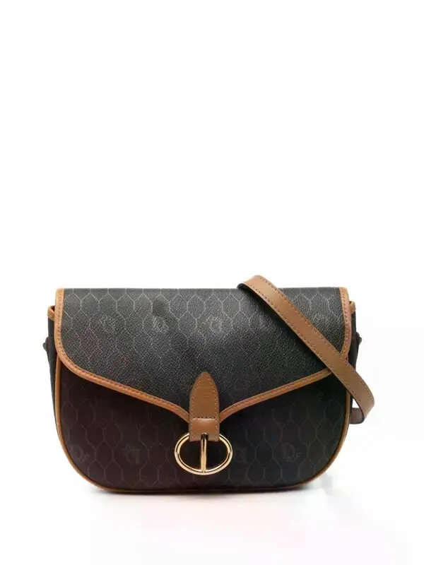 Dior 20th Century Honeycomb Coated Canvas Crossbody Bag - Black