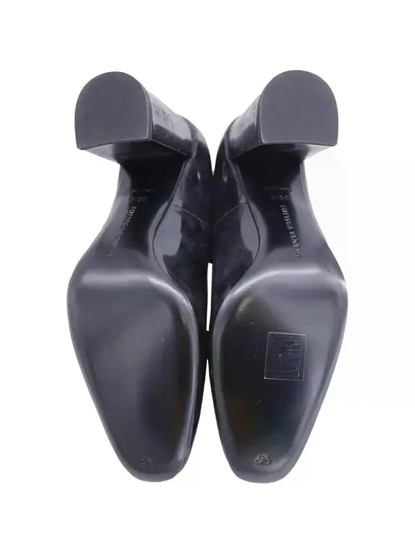Bottega Veneta Patent Leather Intrecciato Block Heel Pumps