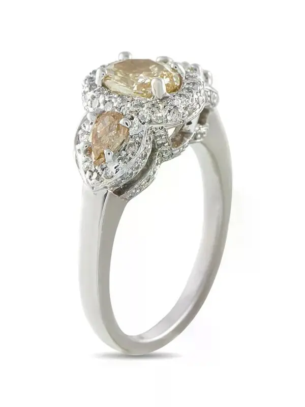 LB EXCLUSIVE Platinum Halo-set Pear-cut Yellow Diamond Ring