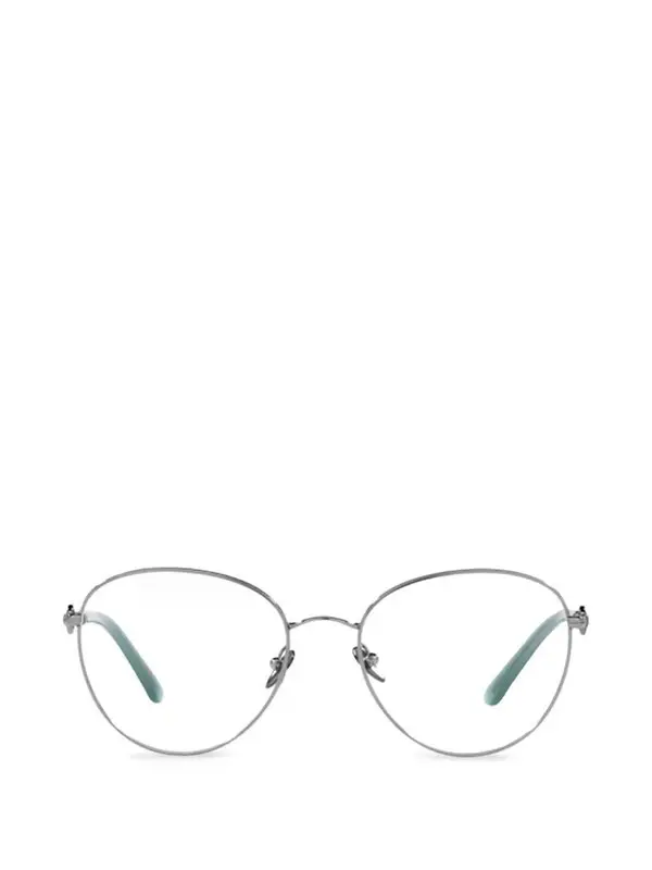 Giorgio Armani Logo-plaque Round-frame Eyeglasses - Silver
