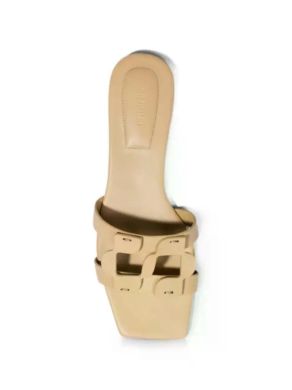 Simkhai Monogram Leather Slides