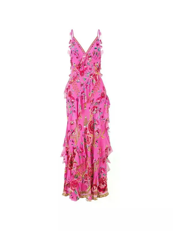 Camilla Asymmetrical Ruffled Maxi Dress