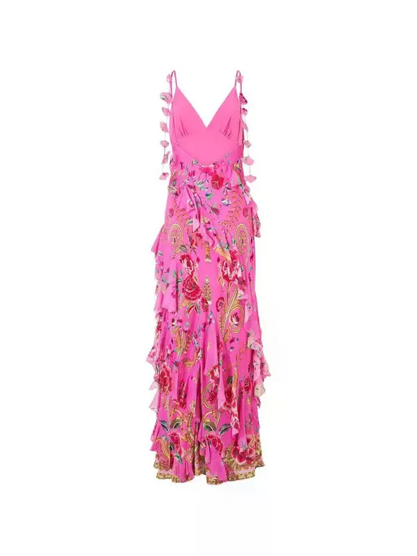 Camilla Asymmetrical Ruffled Maxi Dress