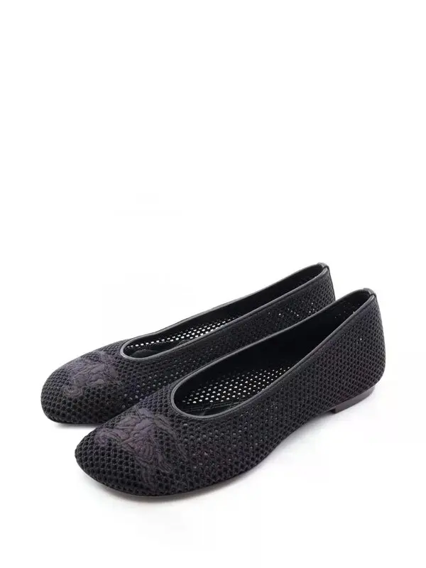 Burberry Mesh Embroidered Ballet Flats - Black