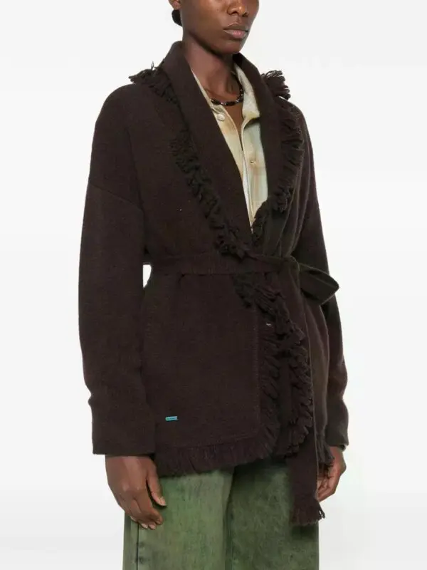 Alanui Fringe Trim Belted Cardigan