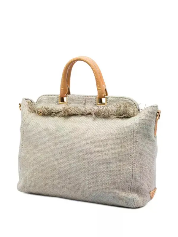 Prada Raffia Shopping Tote Satchel With Fringe Detail