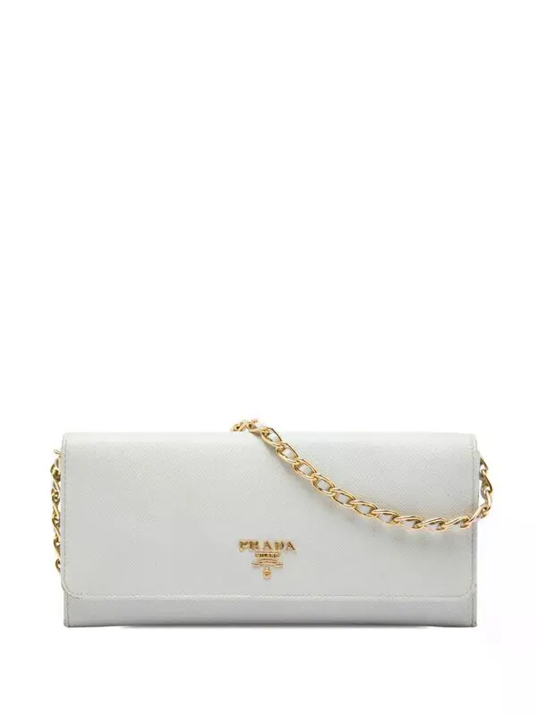 Prada 2010-2026 Saffiano Lux Wallet On Chain Crossbody Bag - White