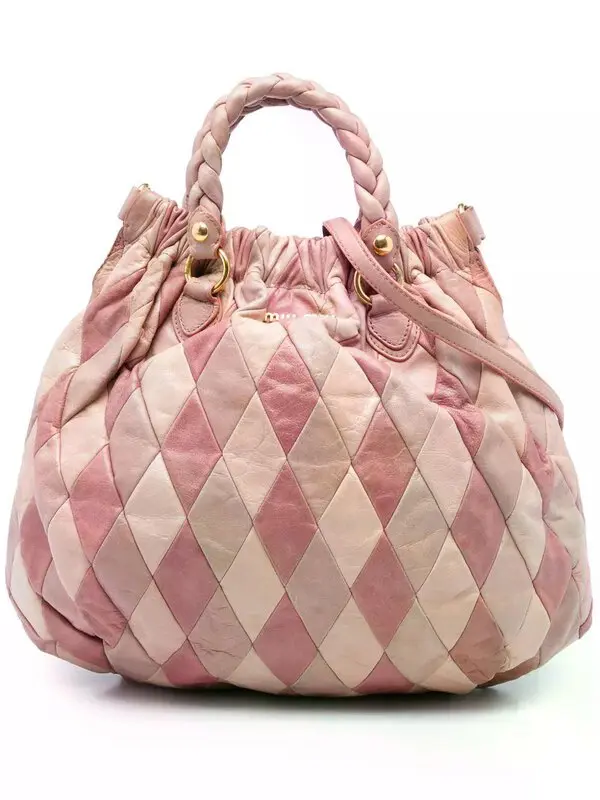 Miu Miu 2008 Harlequin Nappa Satchel - Pink