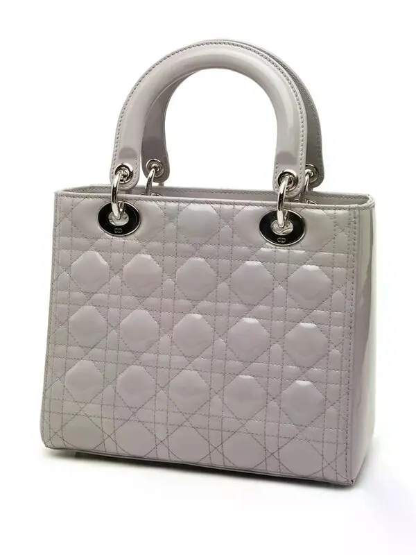 Dior 2012 Medium Patent Cannage Lady Satchel - Grey