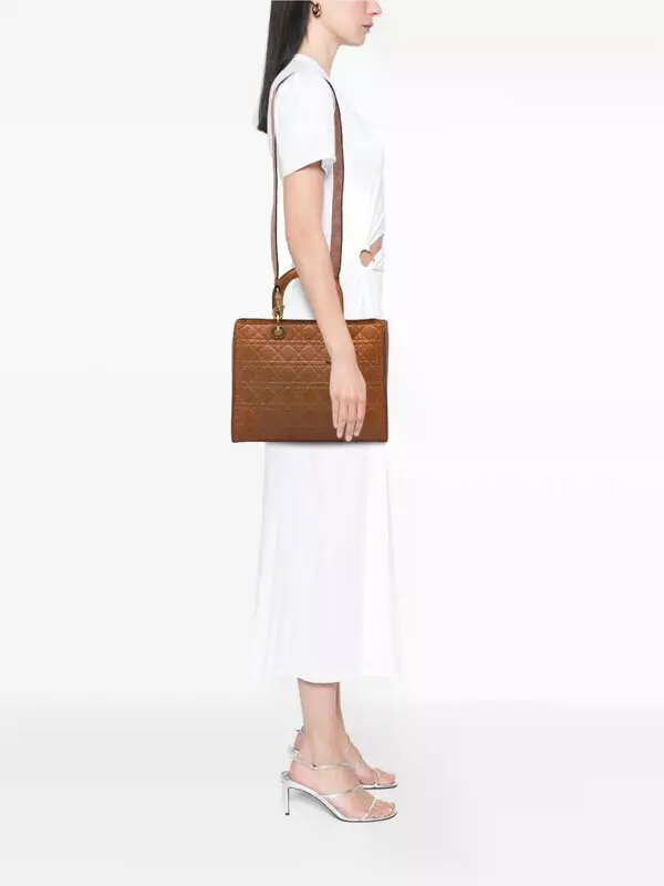 Dior Large Ultra Matte Calfskin Cannage Embossed Lady Satchel - Brown