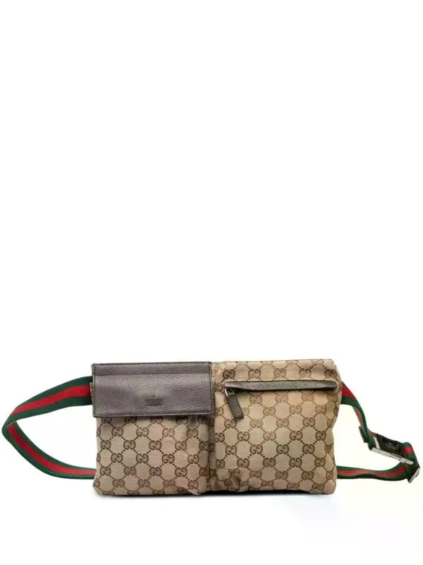 Gucci Gg Canvas Web Double Pocket Belt Bag - Neutrals