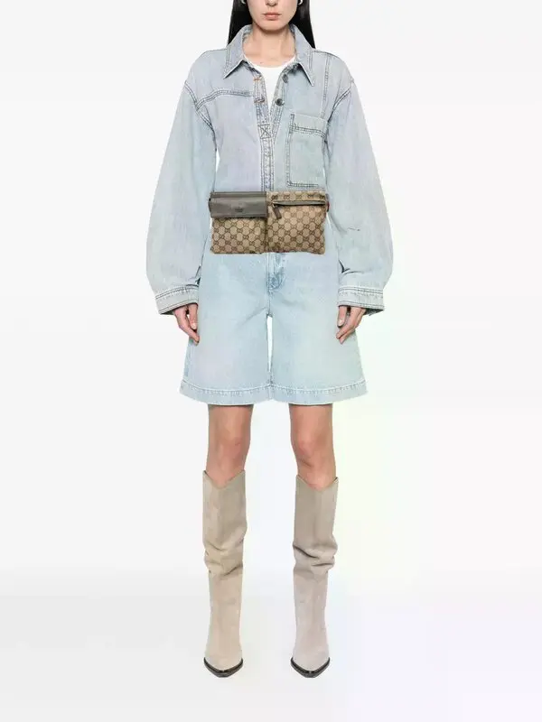 Gucci Gg Canvas Web Double Pocket Belt Bag - Neutrals