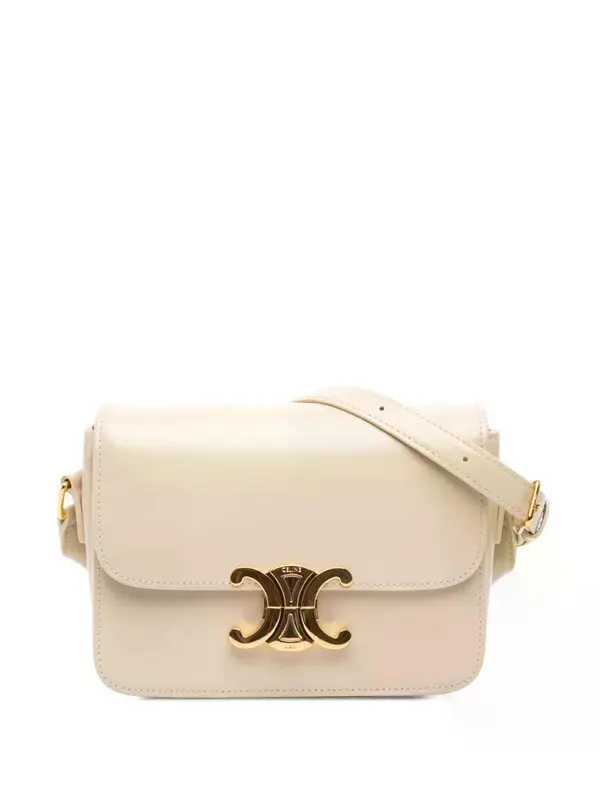 Celine 2024 Teen Shiny Calfskin Triomphe Crossbody Bag - Brown