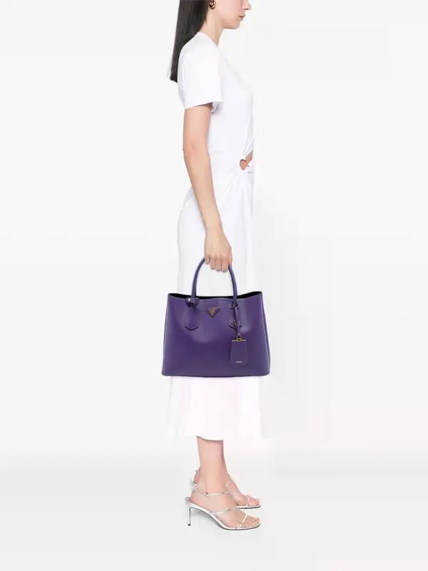 Prada 2013-2026 Medium Saffiano Cuir Double Satchel - Purple