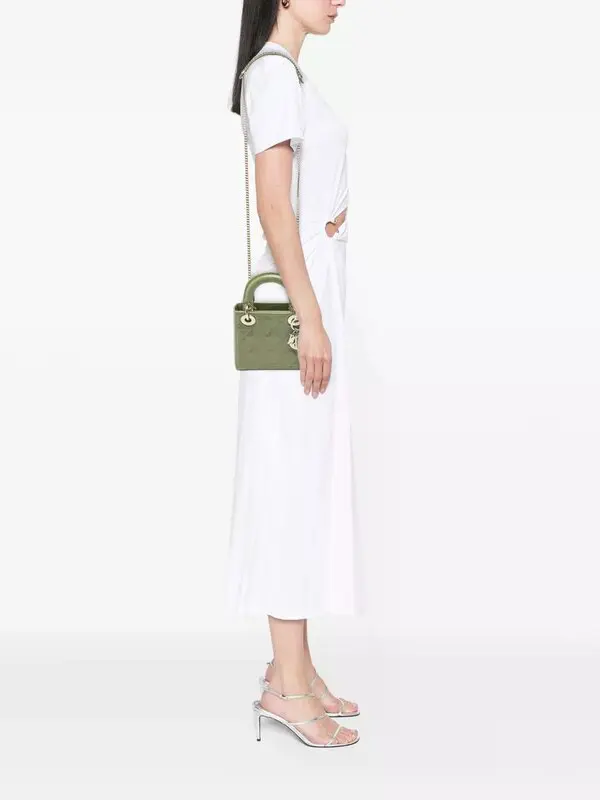Dior Mini Patent Cannage Lady Satchel - Green