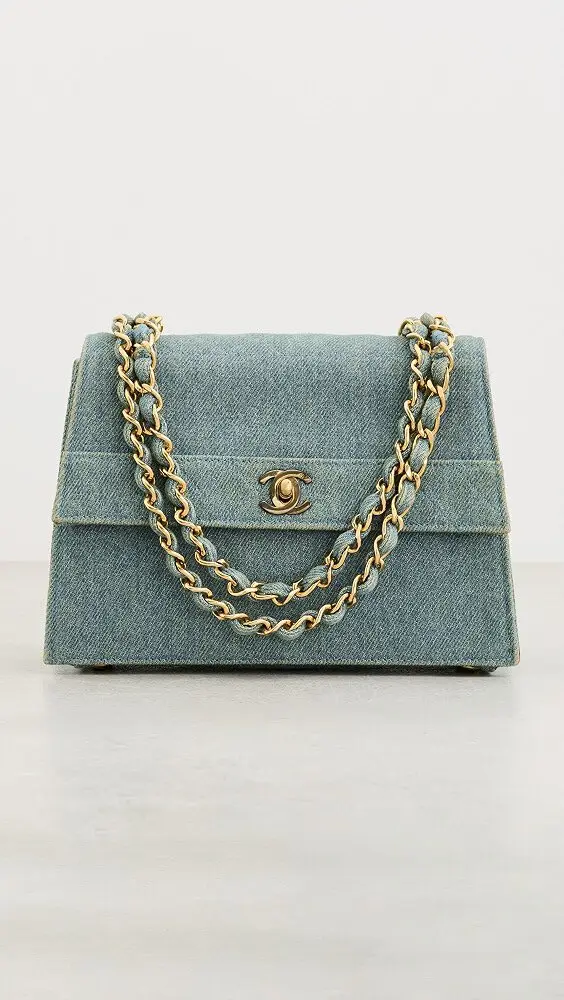 Shopbop Chanel Denim Turnlock Chain Shoulder Bag
