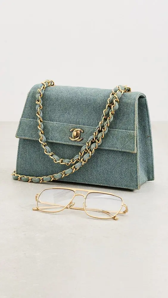 Shopbop Chanel Denim Turnlock Chain Shoulder Bag